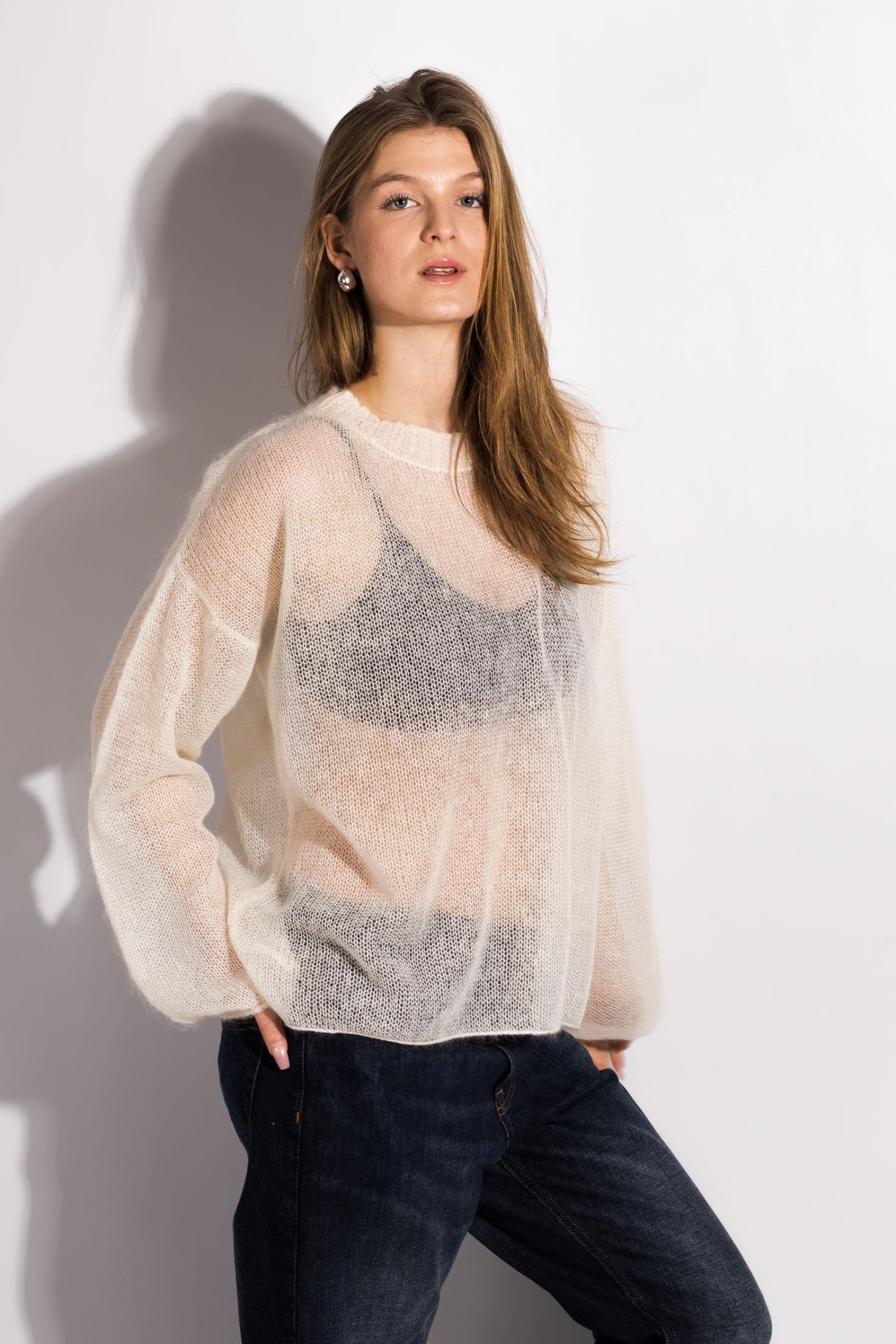 White Sheer Mohair Sweater CLAUDIA | Ultra-Soft Premium Knit - Krista Elsta
