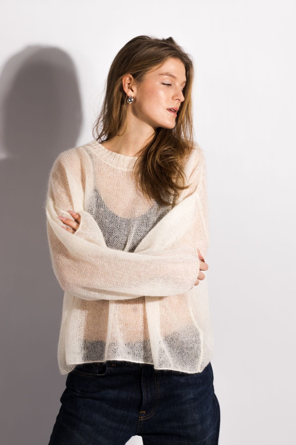 White Sheer Mohair Sweater CLAUDIA | Ultra-Soft Premium Knit - Krista Elsta