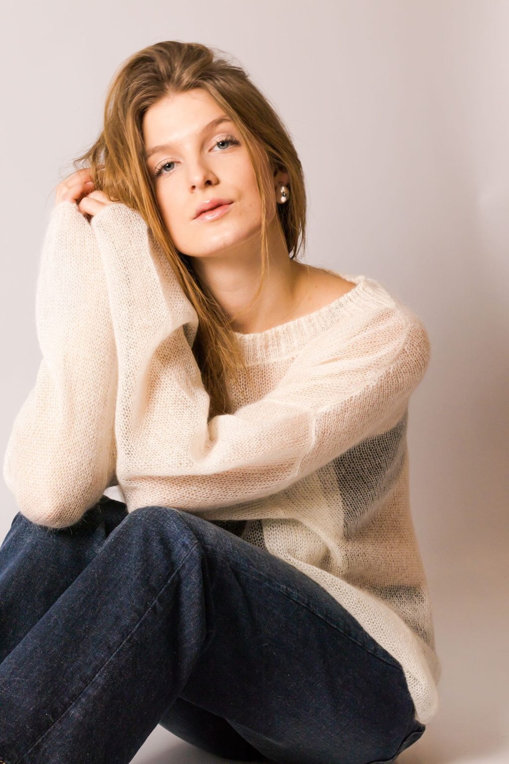 White Sheer Mohair Sweater CLAUDIA – Lightweight Oversized Knit ...